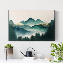 Akustik-Wechselbild Aquarellierte Berglandschaft