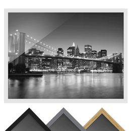 Architektur & Skyline Bild mit Rahmen Brooklyn Br&uuml;cke in New York II