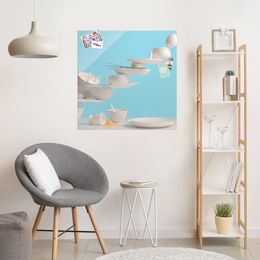 Glasbild K&uuml;che Teller Kunst