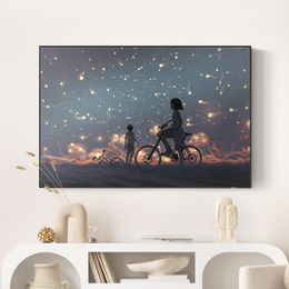 Akustik-Wechselbild Anime Zeichnung Lichter auf dem Fahrrad
