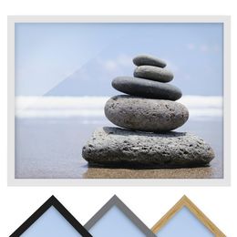 Strand Bild mit Rahmen Sand Stones