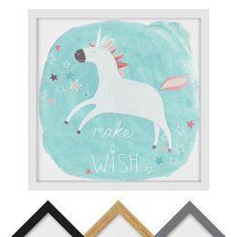 Spruch Bild mit Rahmen Einhorn-Truppe - Wish