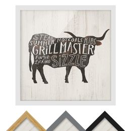 Spruch Bild mit Rahmen Bauernhof BBQ - Rind