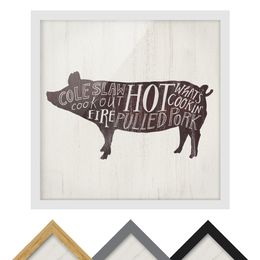 Spruch Bild mit Rahmen Bauernhof BBQ - Schwein