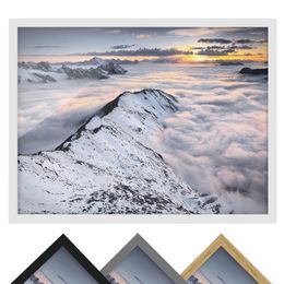 Natur & Landschaft Bild mit Rahmen Blick &uuml;ber Wolken und Berge