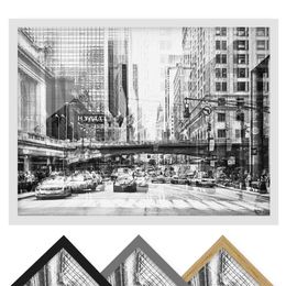 Architektur & Skyline Bild mit Rahmen NYC Urban schwarz-wei&szlig;