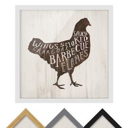 Spruch Bild mit Rahmen Bauernhof BBQ - Huhn
