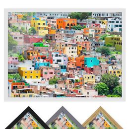 Architektur & Skyline Bild mit Rahmen Farbige H&auml;userfront Guanajuato