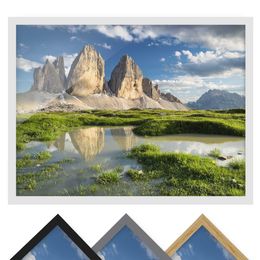 Natur & Landschaft Bild mit Rahmen S&uuml;dtiroler Zinnen und Wasserspiegelung