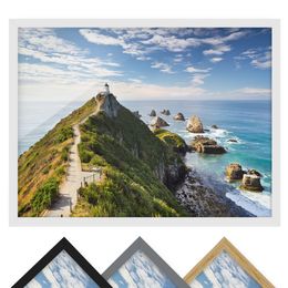 Natur & Landschaft Bild mit Rahmen Nugget Point Leuchtturm und Meer Neuseeland