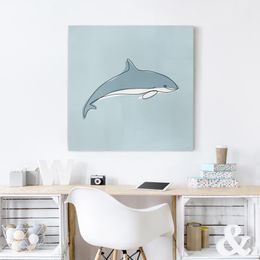 Leinwandbild Delfin Line Art
