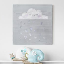 Leinwandbild Kinderzimmer Wolke mit silbernen Herzen