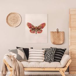 Bilderwelten Leinwandbild Jonas Loose Fotomontage Pop Art Tiere Vintage Motte - Leinwanddruck Hochformat - Wandbild S-XXL - moderne Bilder auf Leinwand Wohnzimmer