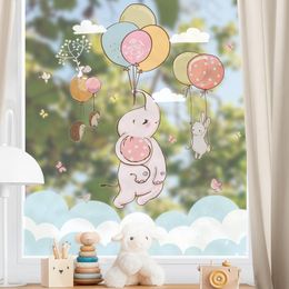 Bilderwelten Fensteraufkleber Luftballon Wolken Tiere - Elefant