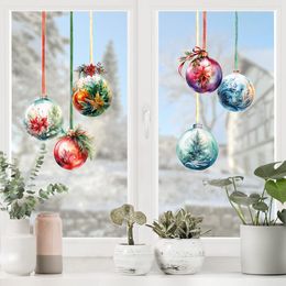 Bilderwelten Fensteraufkleber 6 Florale Weihnachtskugeln