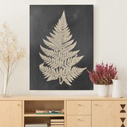 Bilderwelten Leinwandbild Botanik Farn mit Leinenstruktur I - Leinwanddruck Hochformat - Wandbild S-XXL - moderne Bilder auf Leinwand Flur Wohnzimmer