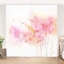 Bilderwelten Schiebegardine Set Aquarell Blumen Pfingstrosen