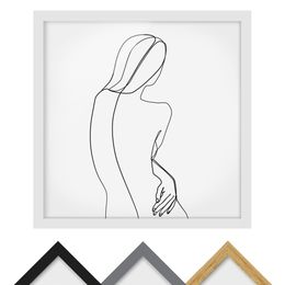 Bild mit Rahmen Line Art R&uuml;cken Frau Schwarz Wei&szlig;