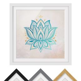 Bild mit Rahmen Lotus Illustration Mandala gold blau