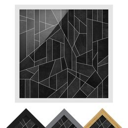 Bild mit Rahmen Schwarz Wei&szlig; Geometrie Aquarell