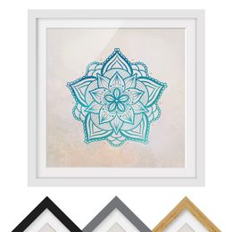 Bild mit Rahmen Mandala Illustration Mandala gold blau