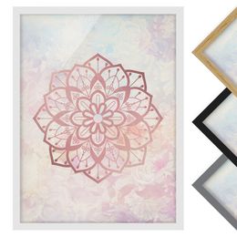 Bild mit Rahmen Mandala Illustration Bl&uuml;te rose pastell