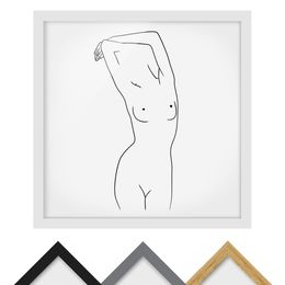 Bild mit Rahmen Line Art Frauenakt Schwarz Wei&szlig;