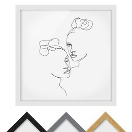 Bild mit Rahmen Line Art Gesichter Frauen Schwarz Wei&szlig;