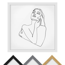 Bild mit Rahmen Line Art Frau Oberk&ouml;rper Schwarz Wei&szlig;