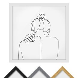 Bild mit Rahmen Line Art Frau Nacken Schwarz Wei&szlig;