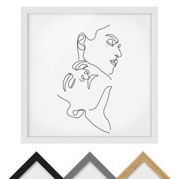 Bild mit Rahmen Line Art Frauen Gesichter Wei&szlig;