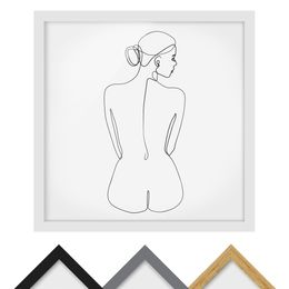 Bild mit Rahmen Line Art Akt Frau R&uuml;cken Schwarz Wei&szlig;