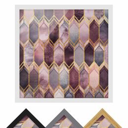 Bild mit Rahmen Glasmalerei geometrisch Ros&eacute; Gold