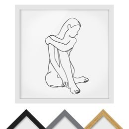 Bild mit Rahmen Line Art Frau Akt Schwarz Wei&szlig;