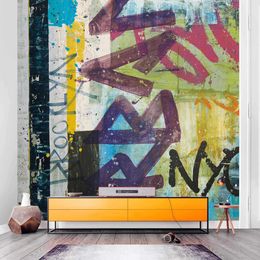 Bilderwelten Fototapete Brooklyn Graffiti NY New York Graffiti Art Urban 3D modern Street Tapete Wohnzimmer Skater Mauer Jugendzimmer Betonwand