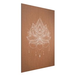 Alu-Dibond Bild Boho Lotusbl&uuml;te wei&szlig; Korkoptik