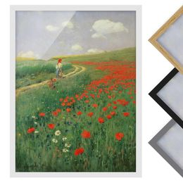 Bild mit Rahmen P&aacute;l Szinyei-Merse - Sommerlandschaft mit bl&uuml;hendem Mohn