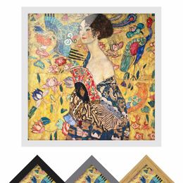 Bild mit Rahmen Gustav Klimt - Dame mit F&auml;cher