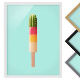 Bild mit Rahmen Eis mit Kaktus