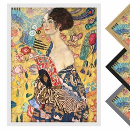 Bild mit Rahmen Gustav Klimt - Dame mit F&auml;cher