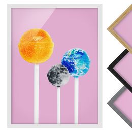 Bild mit Rahmen Lollipops mit Planeten