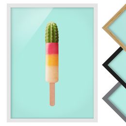 Bild mit Rahmen Eis mit Kaktus