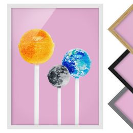 Bild mit Rahmen Lollipops mit Planeten