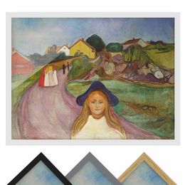 Bild mit Rahmen Edvard Munch - Stra&szlig;e in &Aring;sg&aring;rdstrand