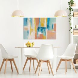 Bilderwelten Leinwandbild originell Abstrakt Kunstdruck bunt - Farbenfrohe Bl&ouml;cke - Wandbild XXL Wohnzimmer Schlafzimmer