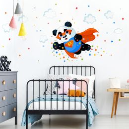 Bilderwelten Wandtattoo Tiere modern selbstklebend weiss - Super Panda - Himmel Kinderzimmer Baby M&auml;dchen Jungen