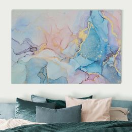 Bilderwelten Akustikbild Aquarell Pastell Bunt mit Gold