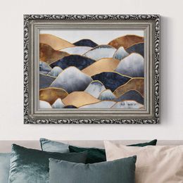 Bilderwelten Leinwandbild mit Barockrahmen Goldene Berge Aquarell
