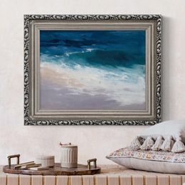 Bilderwelten Bild mit Barockrahmen Antik Strand modern Barock blau - Abendflut - K&uuml;ste Wohnzimmer Schlafzimmer