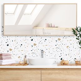 Bilderwelten Wandverkleidung Bad Vintage Mosaik Geometrisch pastell - Detailliertes Terrazzo Muster San Remo - wasserfest Wandpaneel statt Fliesen